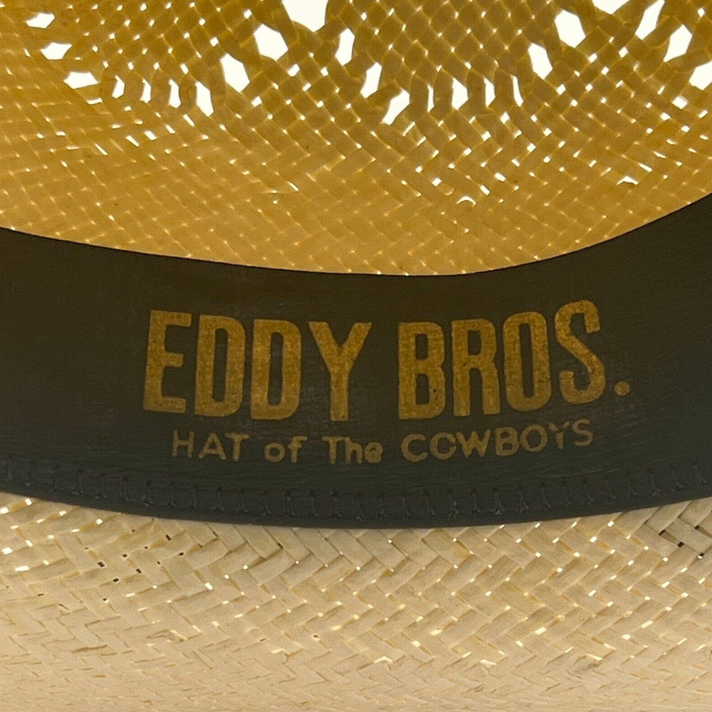 New Vintage Eddy Bros Straw Cowboy Hat Size 6 3/4 Wes… - Gem